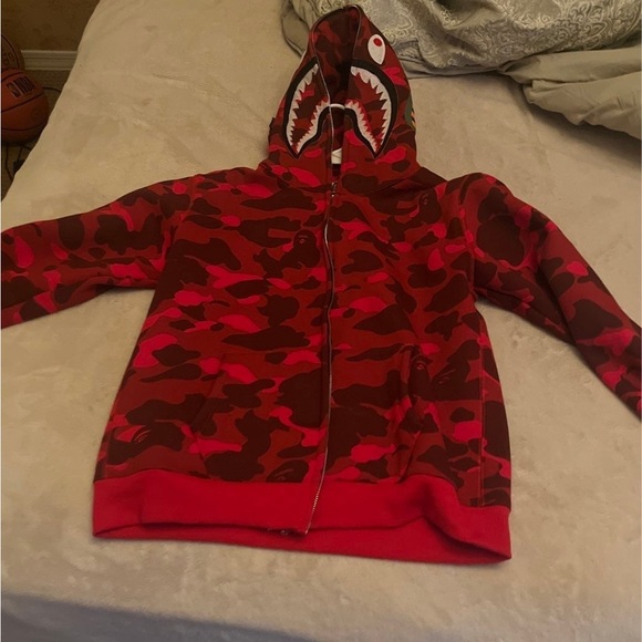 Bape | Jackets & Coats | Red Bape Hoodie | Poshmark